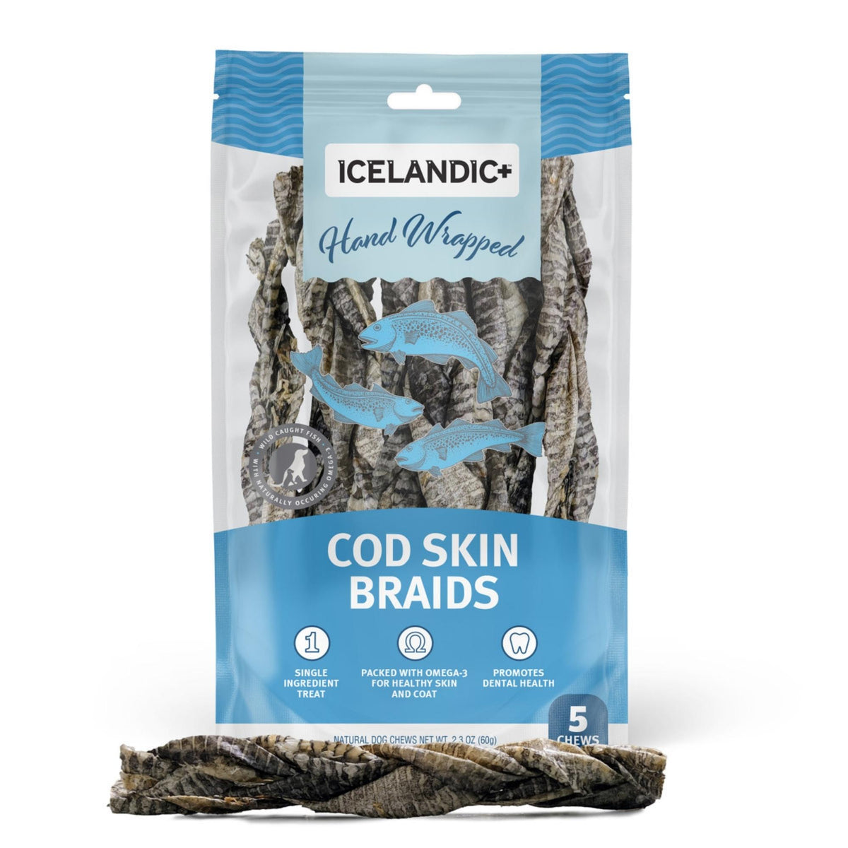 Icelandic Dog Cod Skin Braided 7 Inch 5 Pack – PDS