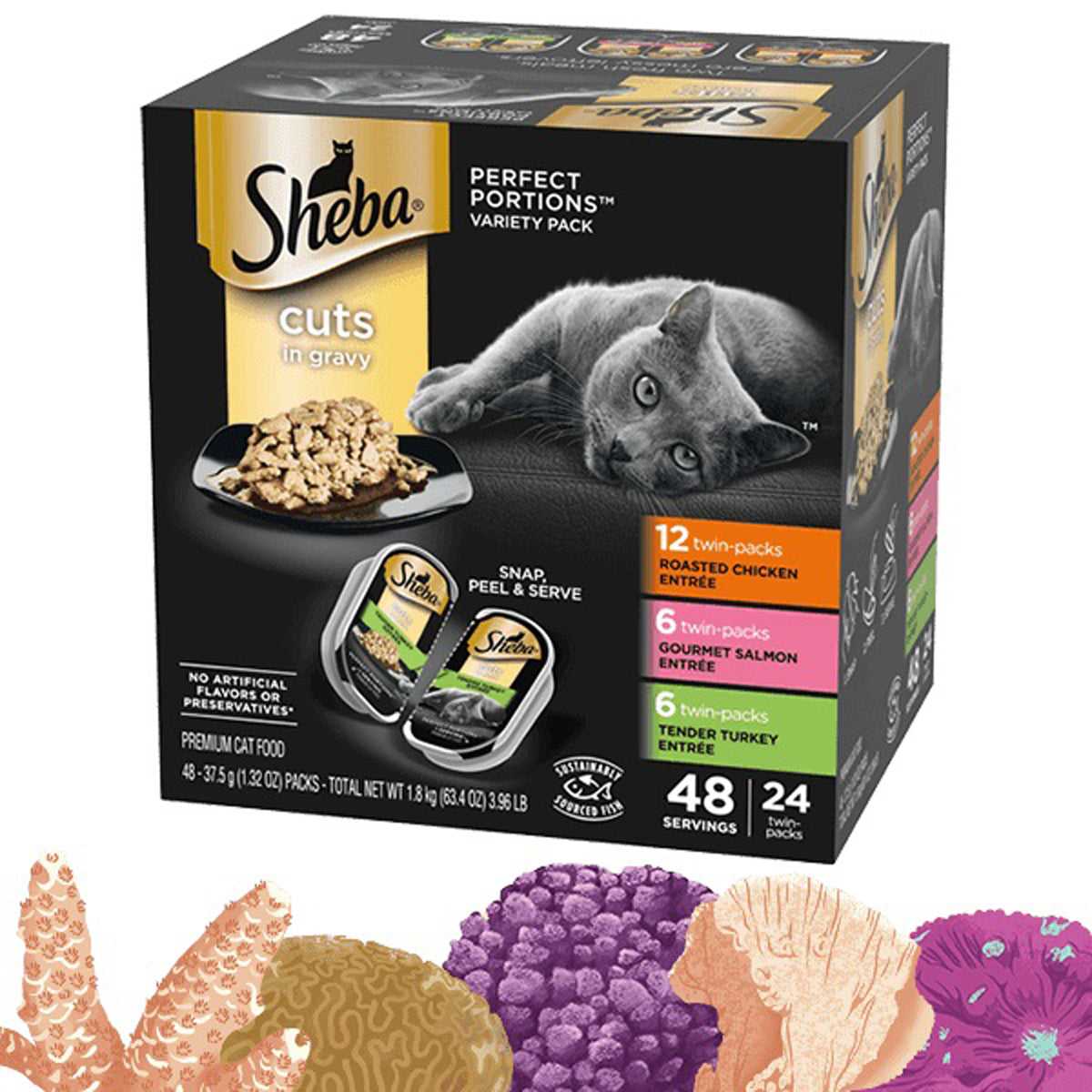 Sheba Perfect Portions Cuts in Gravy Wet Cat Food Variety Pack (Chicke ...