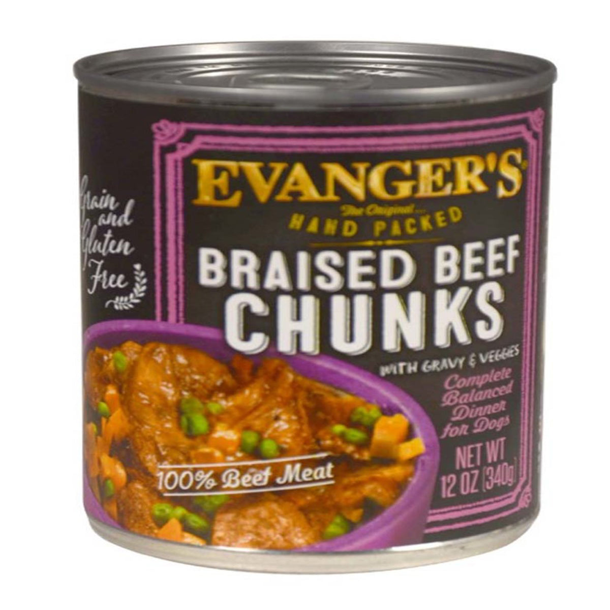 Evanger's Hand Packed Braised Beef Chunks with Gravy Canned Dog Food 12 ...