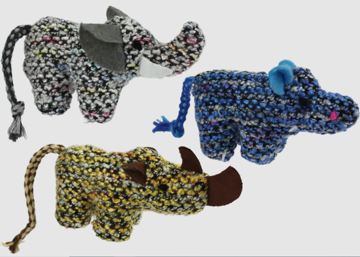 Multipet Berber Animal Cat Toy Assortment Blue; Grey; Green 7in – PDS